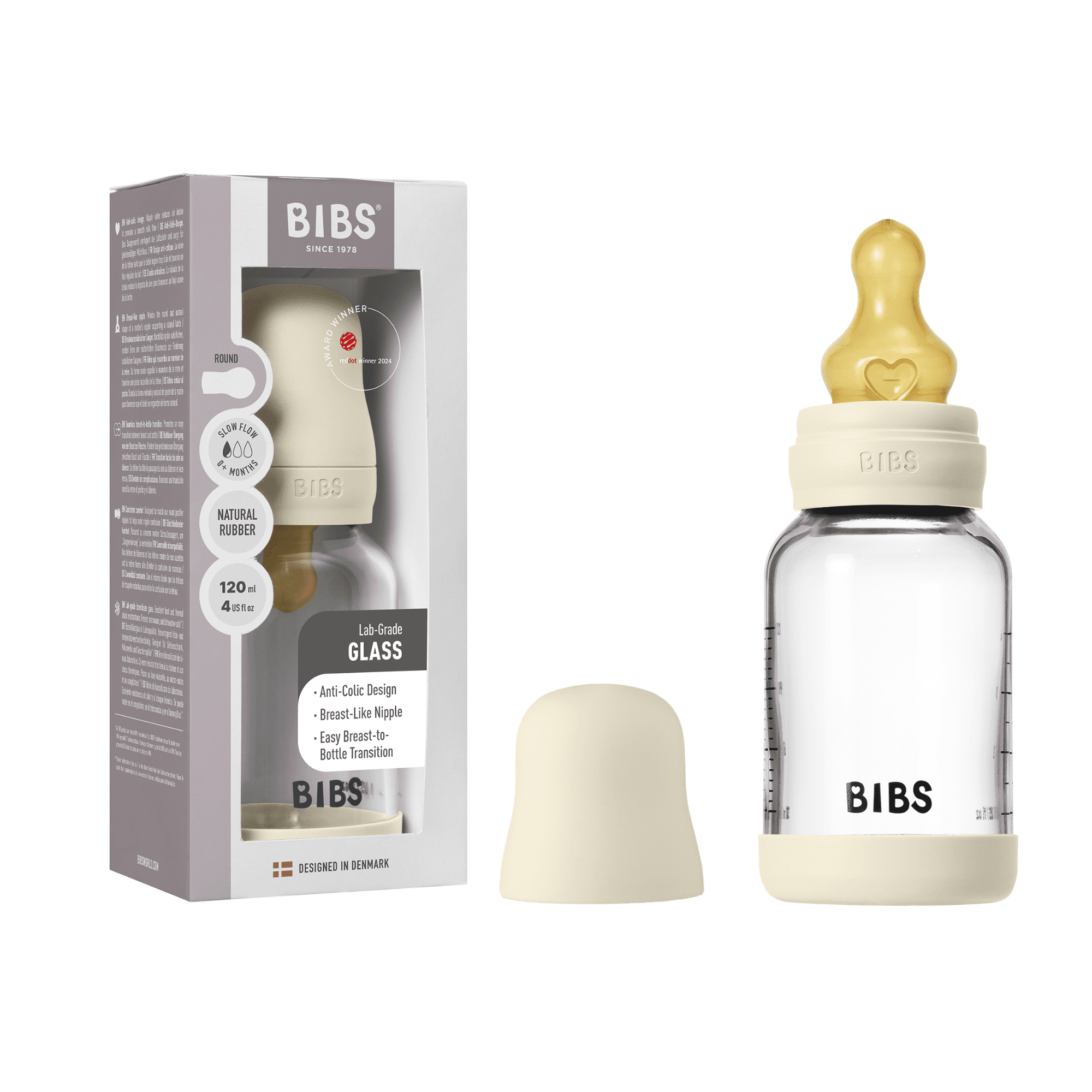 Glass Baby Bottle Complete Set 120ml Latex - Ivory – Kollektive ...